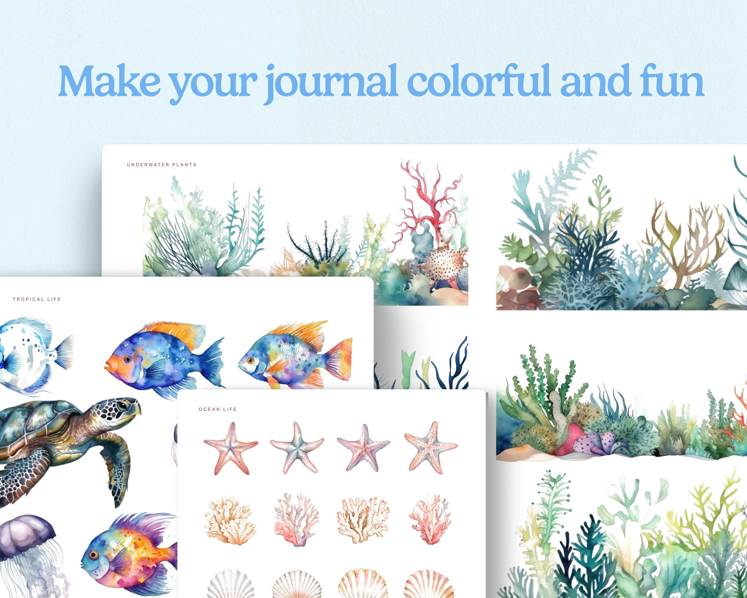 Artsy Ocean Life Sticker Pack for Digital Planning | for Goodnotes ...