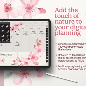 Sakura Cherry Blossom Goodnotes Stickers, Botanical Digital Stickers ...