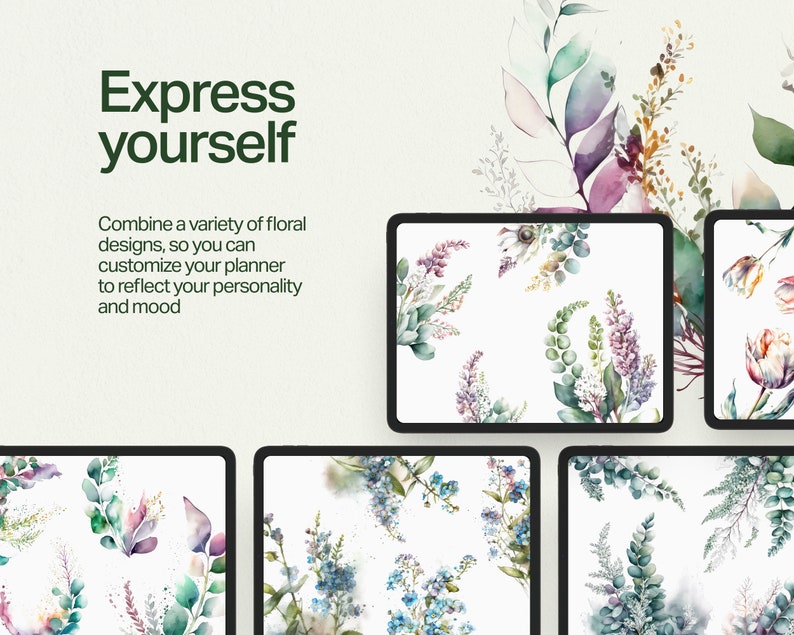 Floral Digital Sticker Pack for Goodnotes in Watercolor Style - Etsy