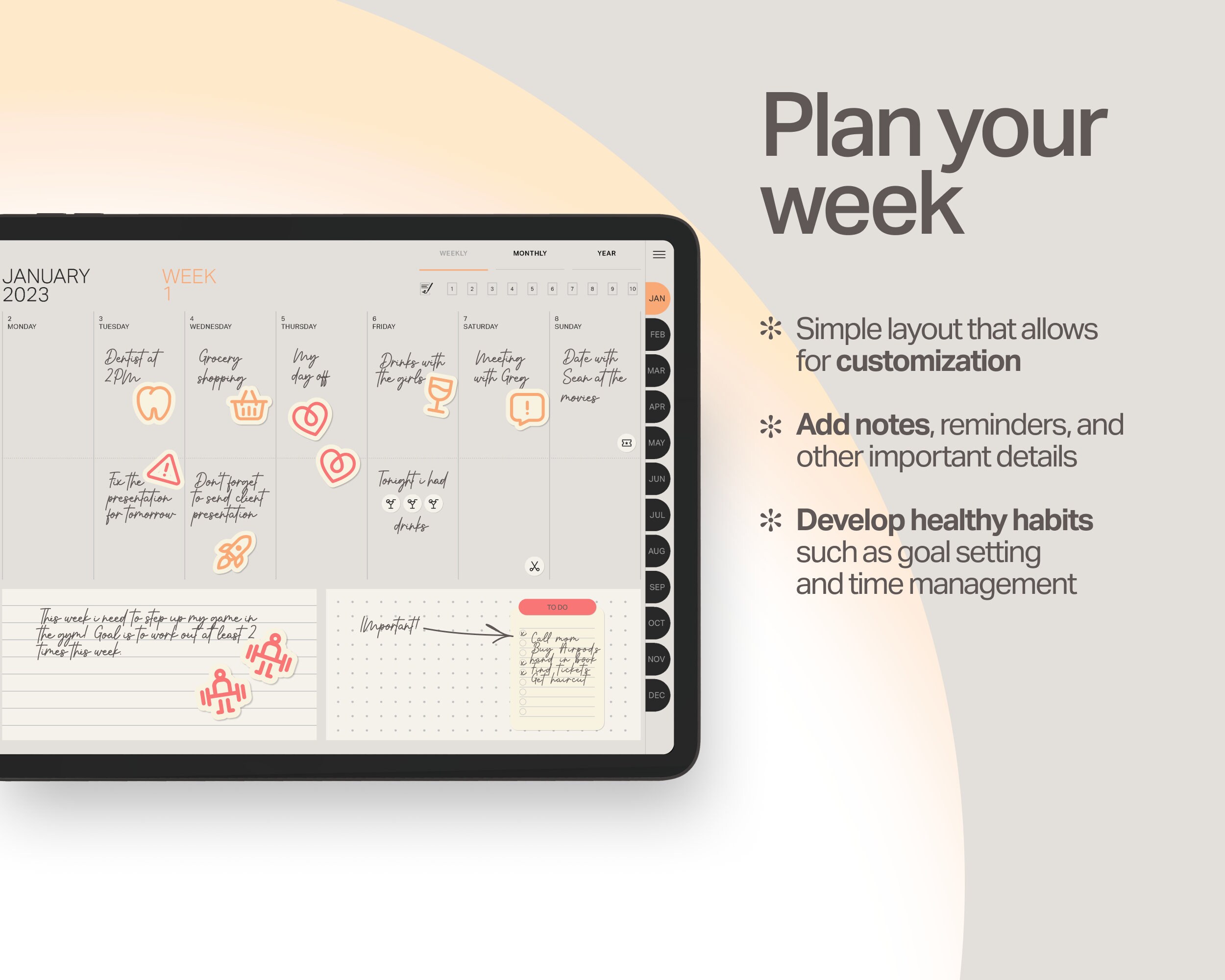 2023 & 2024 Digital Planner BUNDLE Sunset Orange Portrait or Landscape ...