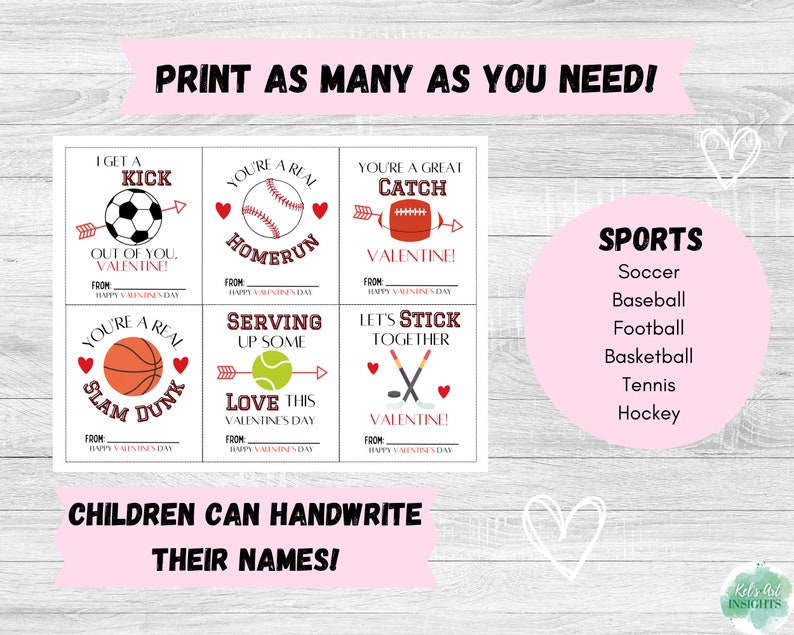 Printable Sports Valentines Card Valentine's Day Cards - Etsy