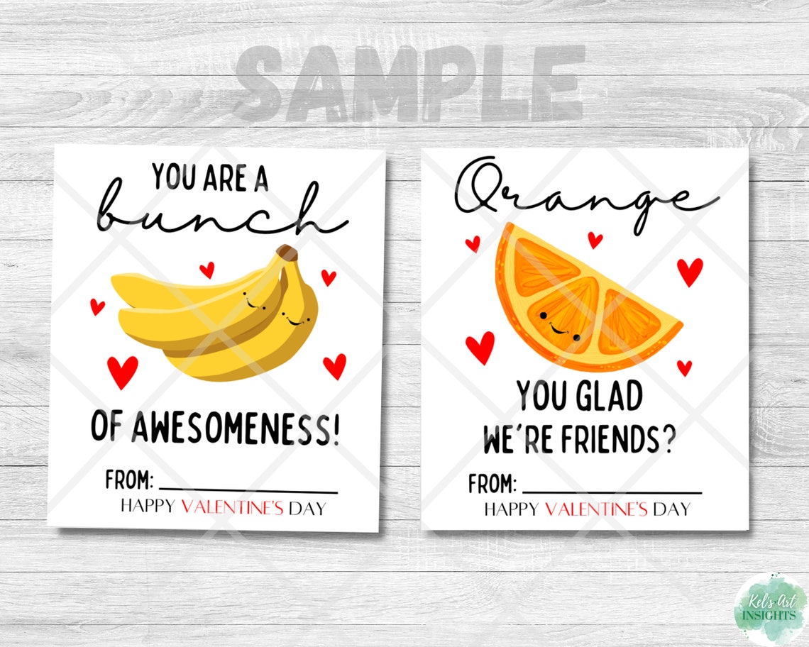 Printable Cute Fruit Valentines Cards for Kids School - Etsy