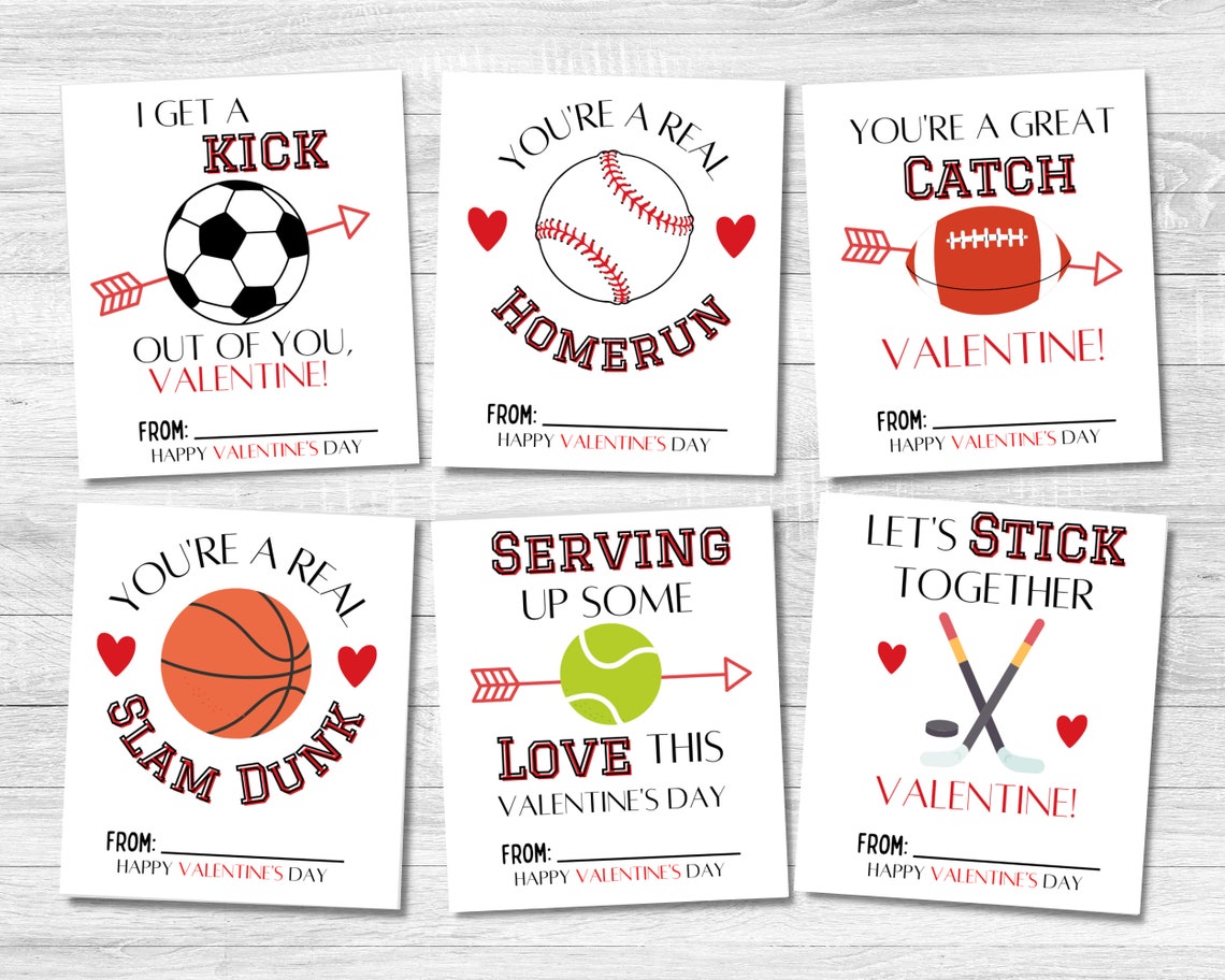 Printable Sports Valentines Card Valentine's Day Cards - Etsy