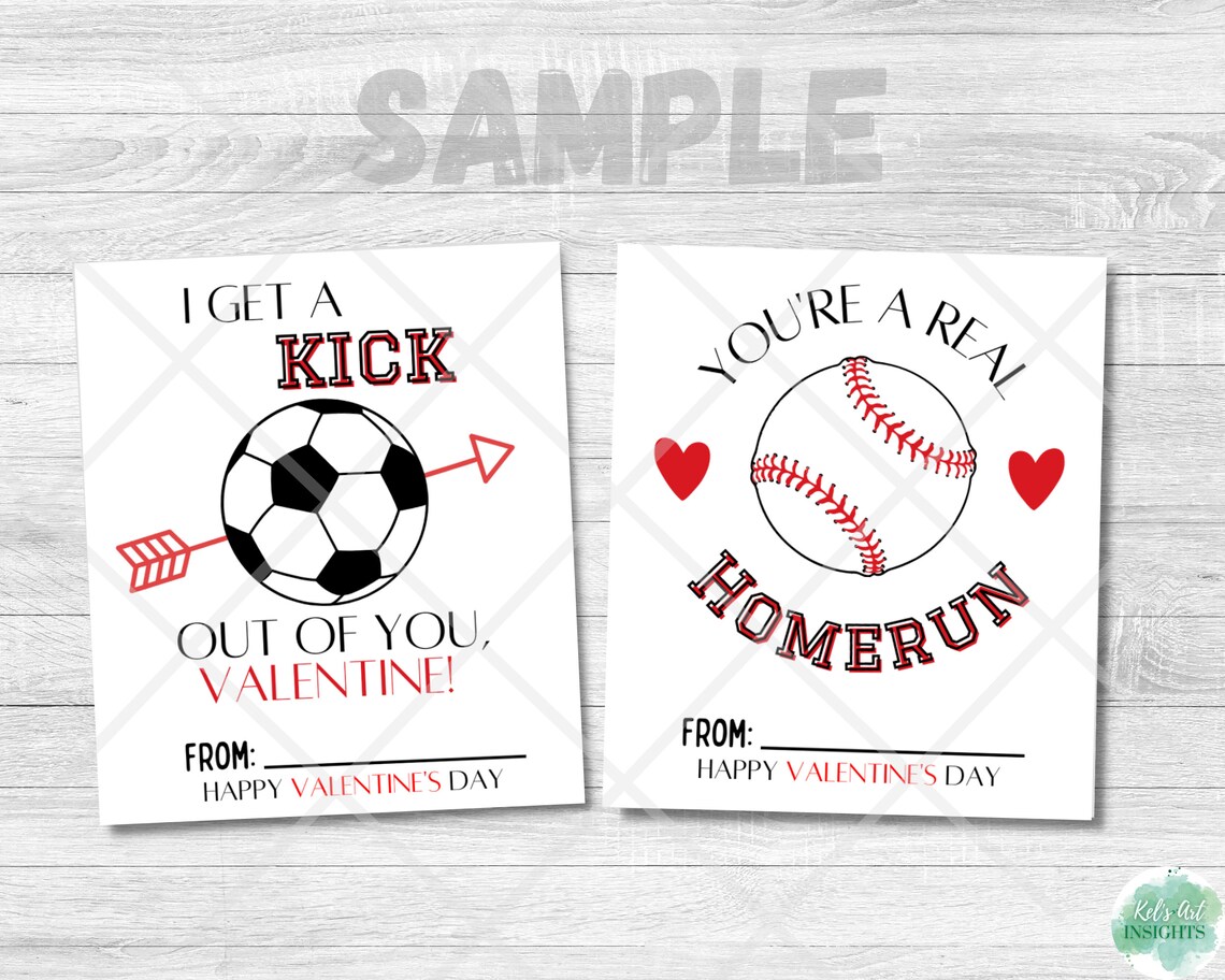 Printable Sports Valentines Card Valentine's Day Cards - Etsy