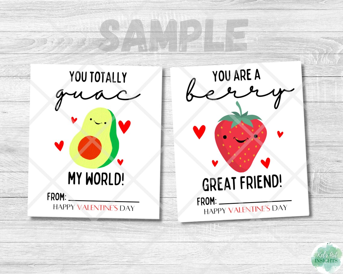 Printable Cute Fruit Valentines Cards for Kids School - Etsy