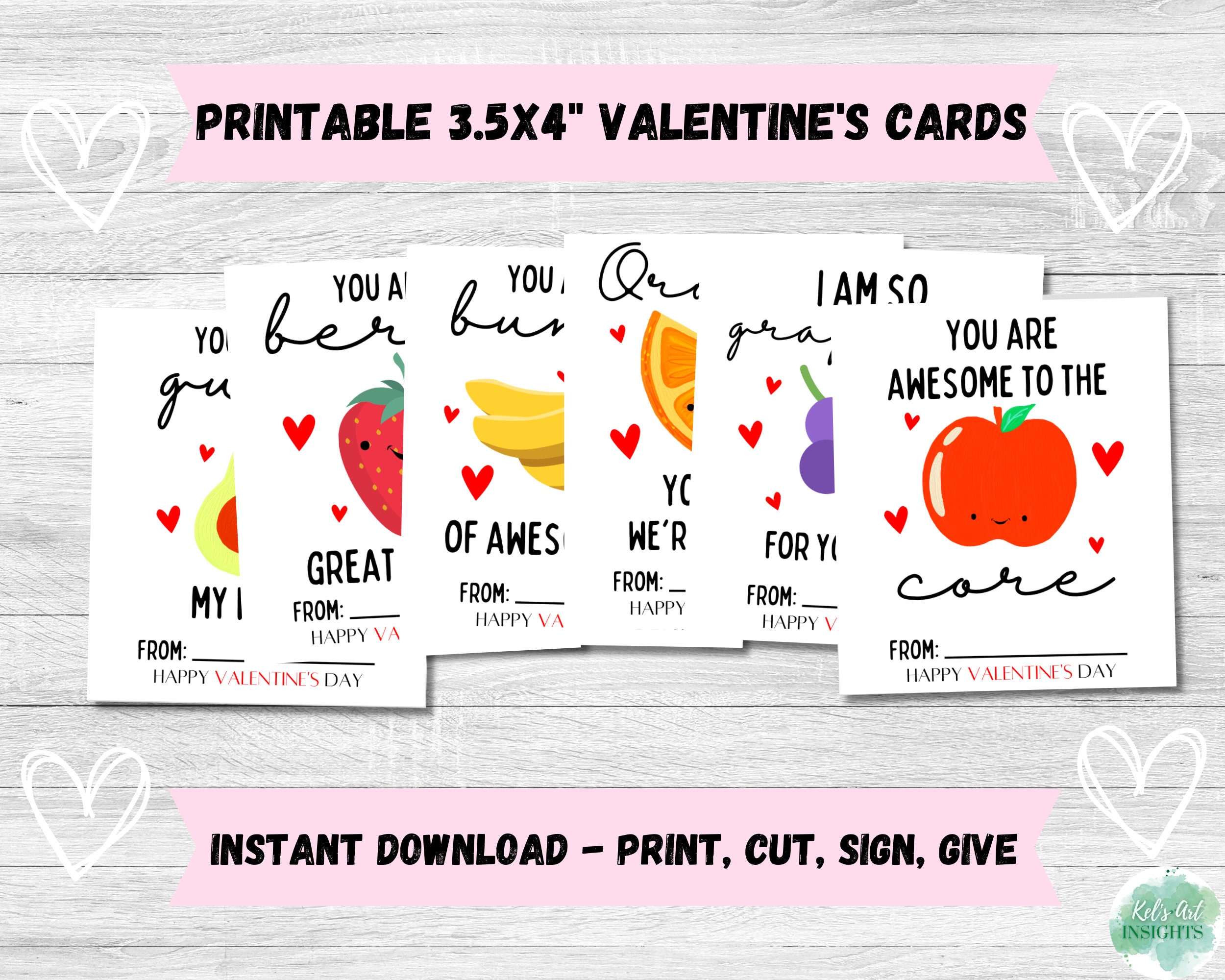 Printable Cute Fruit Valentines Cards for Kids School - Etsy