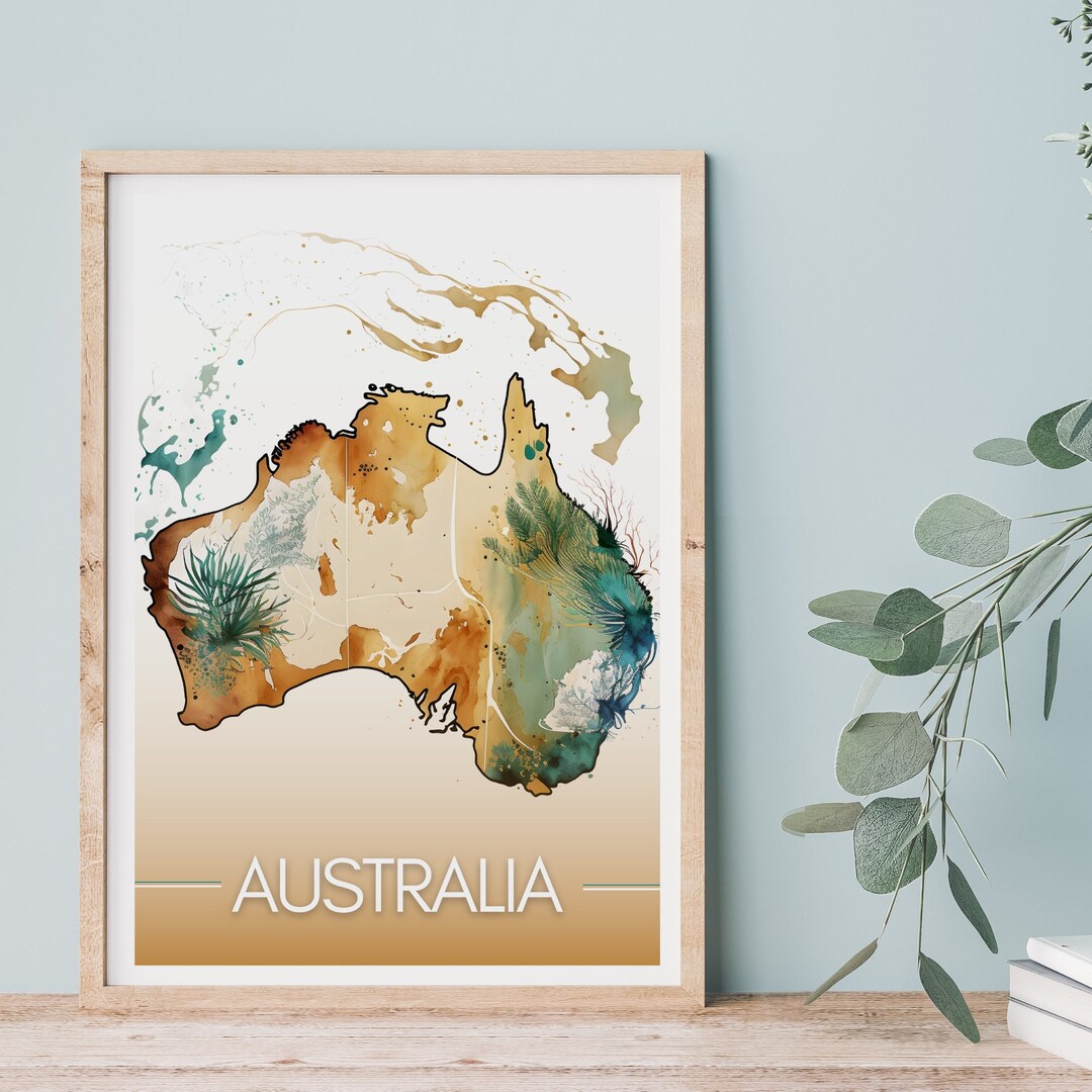 AUSTRALIA Art Map - Australia Map Poster - Australia Wall Map ...