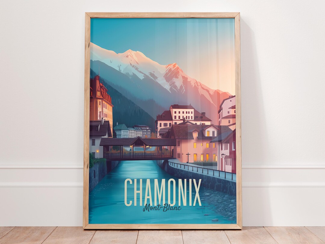 Chamonix Mont-blanc Poster, French Alps Mountain Art, Vintage Chamonix ...