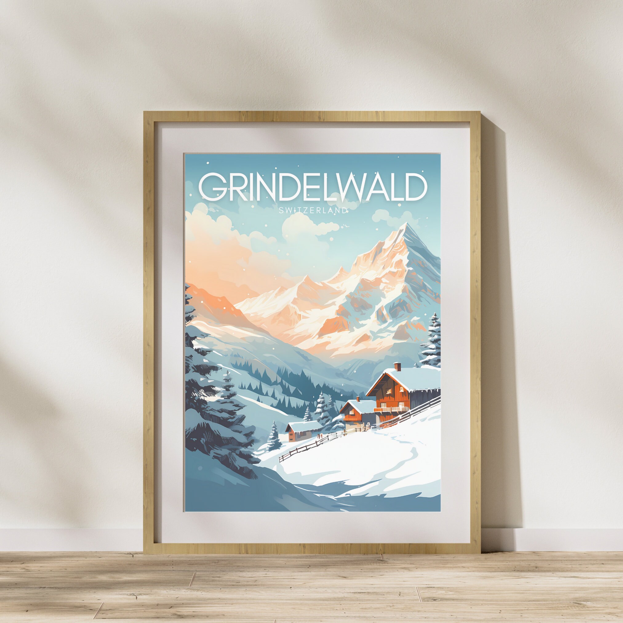 GRINDELWALD Poster | Switzerland Art Print | Ski Resort Alpine Decor ...