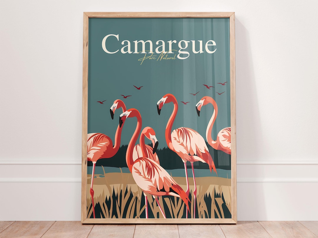 CAMARGUE Poster, Boho Wall Art, Flamingo Print, French Travel Poster ...