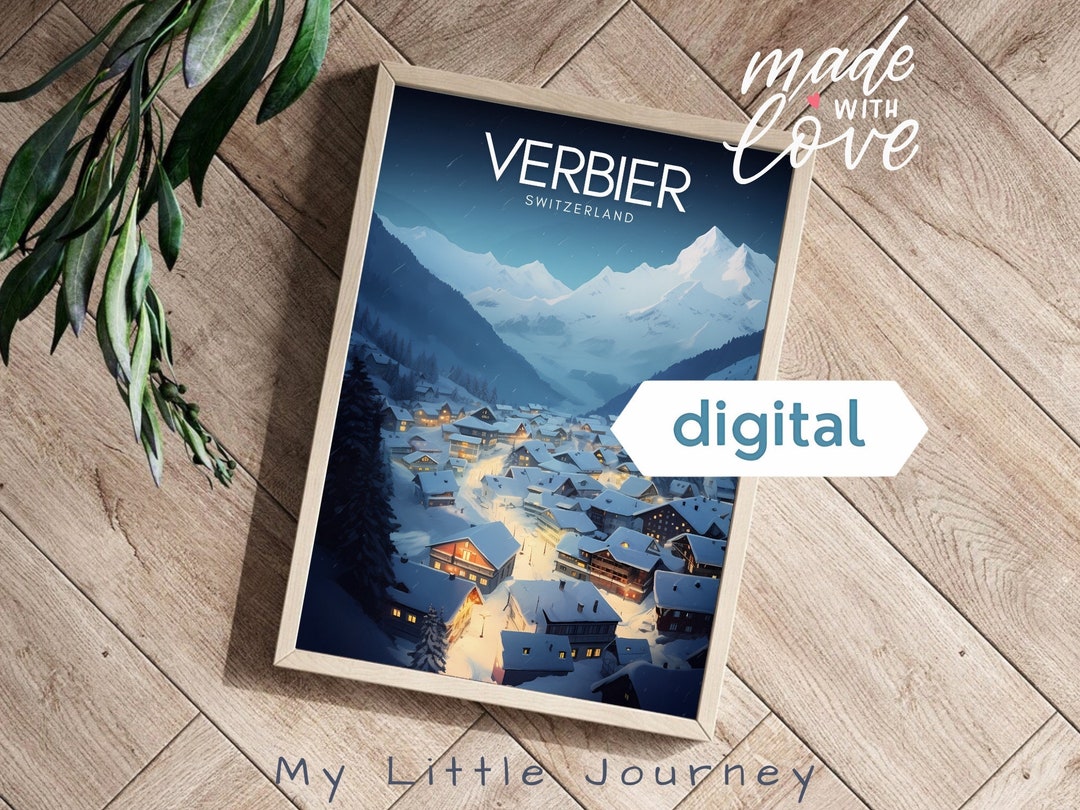 VERBIER Poster | Switzerland Art Print | Ski Resort Mountain Travel ...