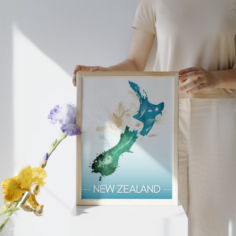 NEWZEALAND Art Map - New Zealand Map Poster - New Zealand Wall Map - NZ ...