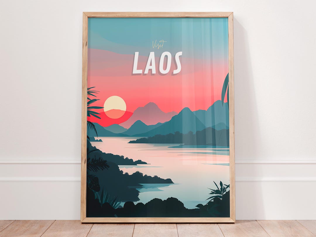 Laos Poster – Southeast Asia Wall Art, Vintage Travel Print, Luang ...