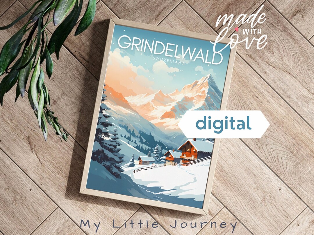 GRINDELWALD Poster | Switzerland Art Print | Ski Resort Alpine Decor ...