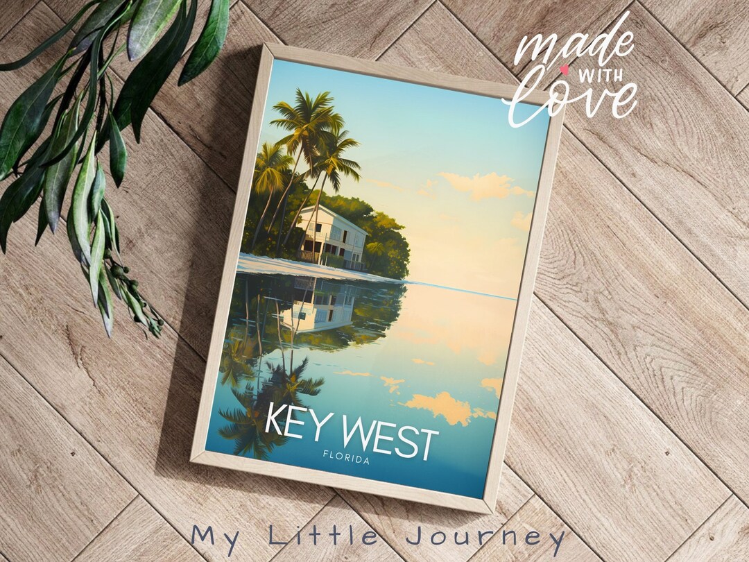 Key West Florida Poster, Tropical Island Wall Art, Sunset Pier Print ...