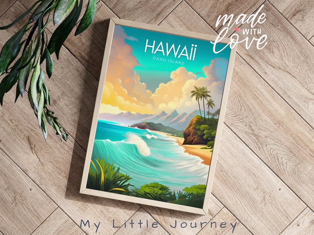 Hawaii Poster, Vintage Hawaii Travel Poster Hawaian Beach Wall Art ...