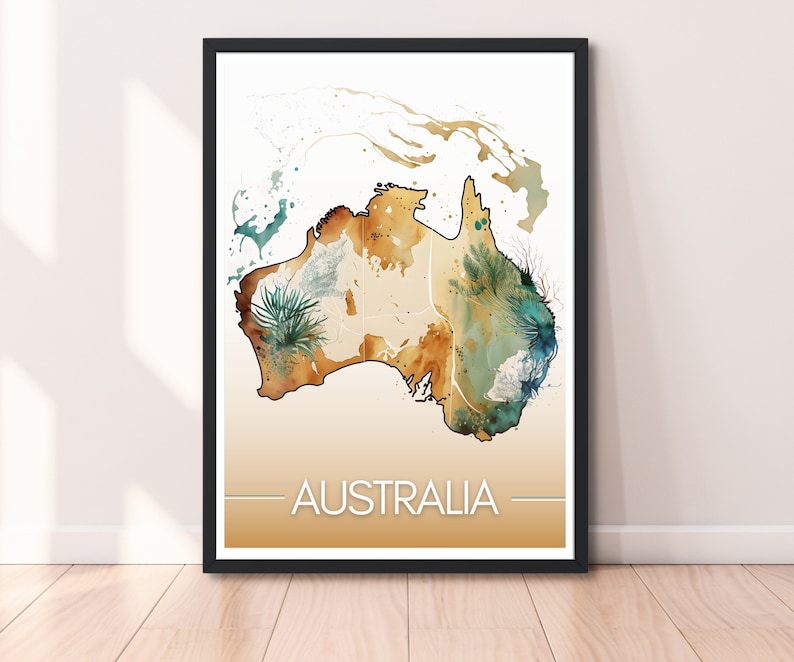AUSTRALIA Art Map - Australia Map Poster - Australia Wall Map ...