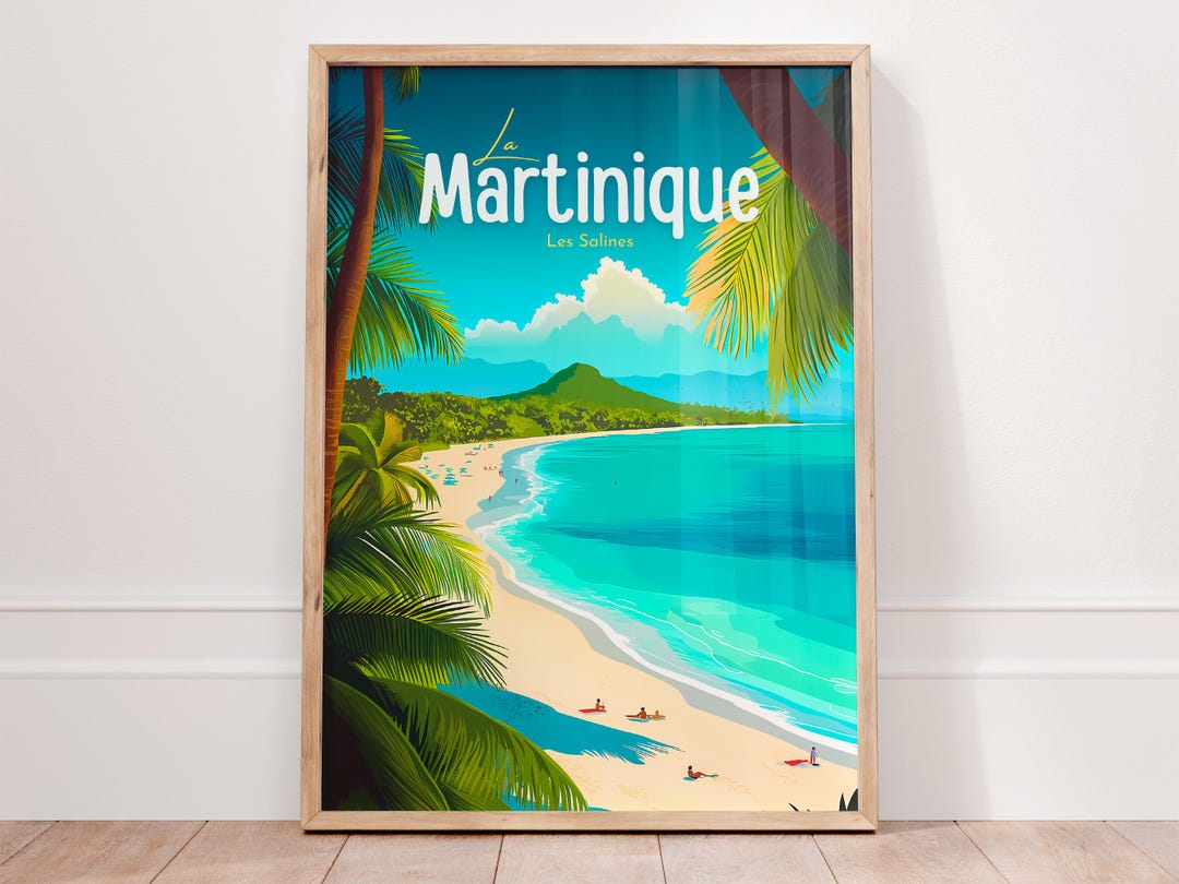 Affiche Martinique Plage Des Salines, Art Tropical Île, Décoration ...