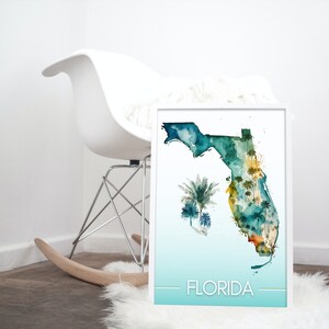FLORIDA Art Map - Florida Map Poster - Florida Wall Map - Florida ...