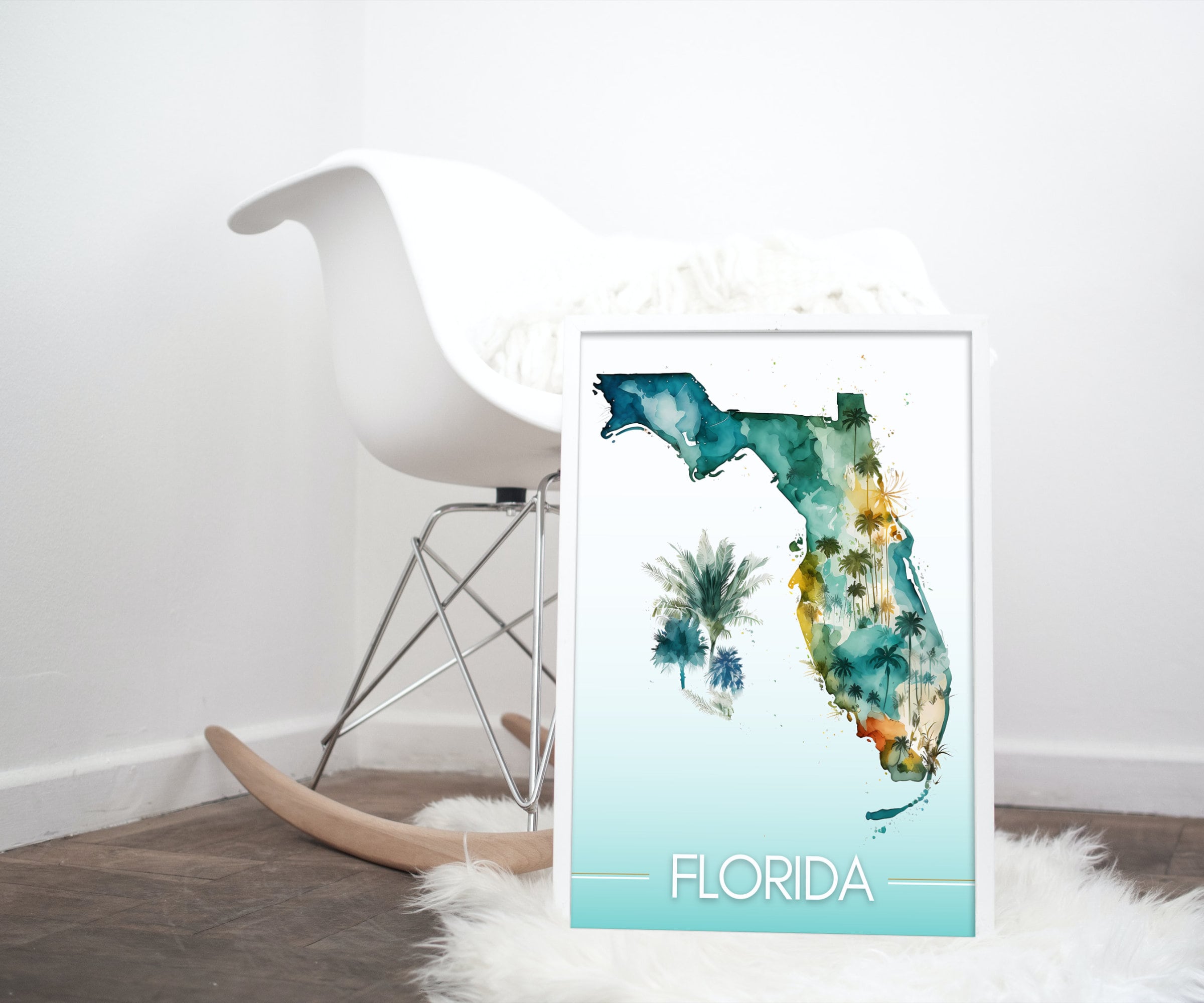 FLORIDA Art Map Florida Map Poster Florida Wall Map Florida Printable ...