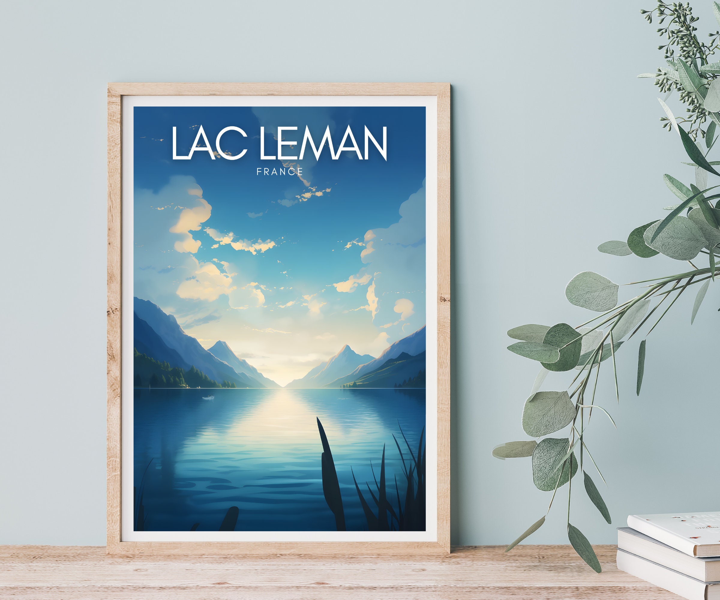 LAC LEMAN Poster Geneva Lake Print France Travel Print - Etsy