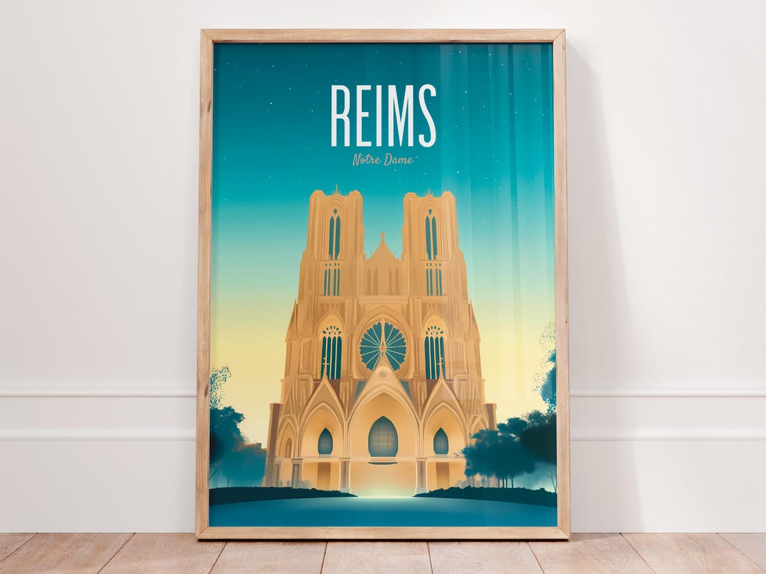 Vintage Reims Poster, Minimalist Travel Art, Reims France Wall Decor ...