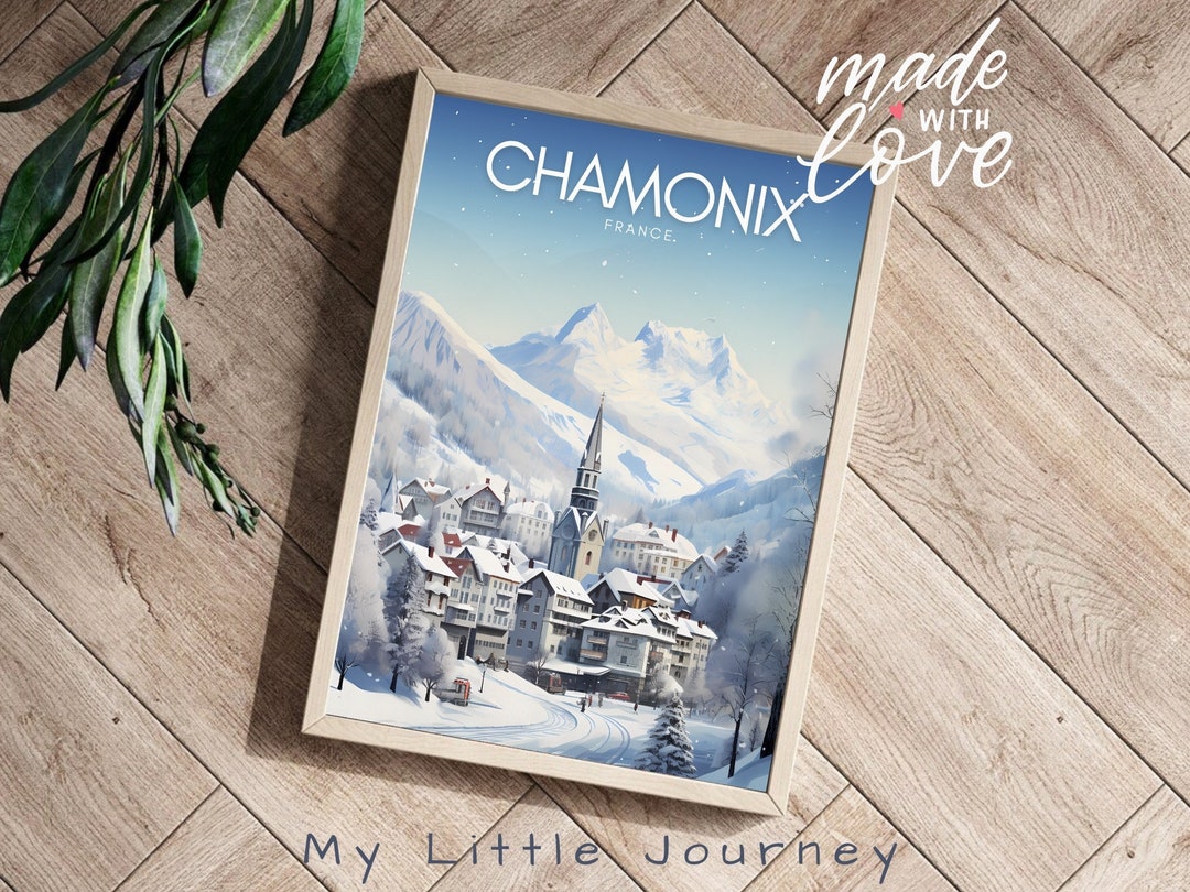 CHAMONIX Mont Blanc Poster, Mountain Wall Art, Vintage Ski Poster ...