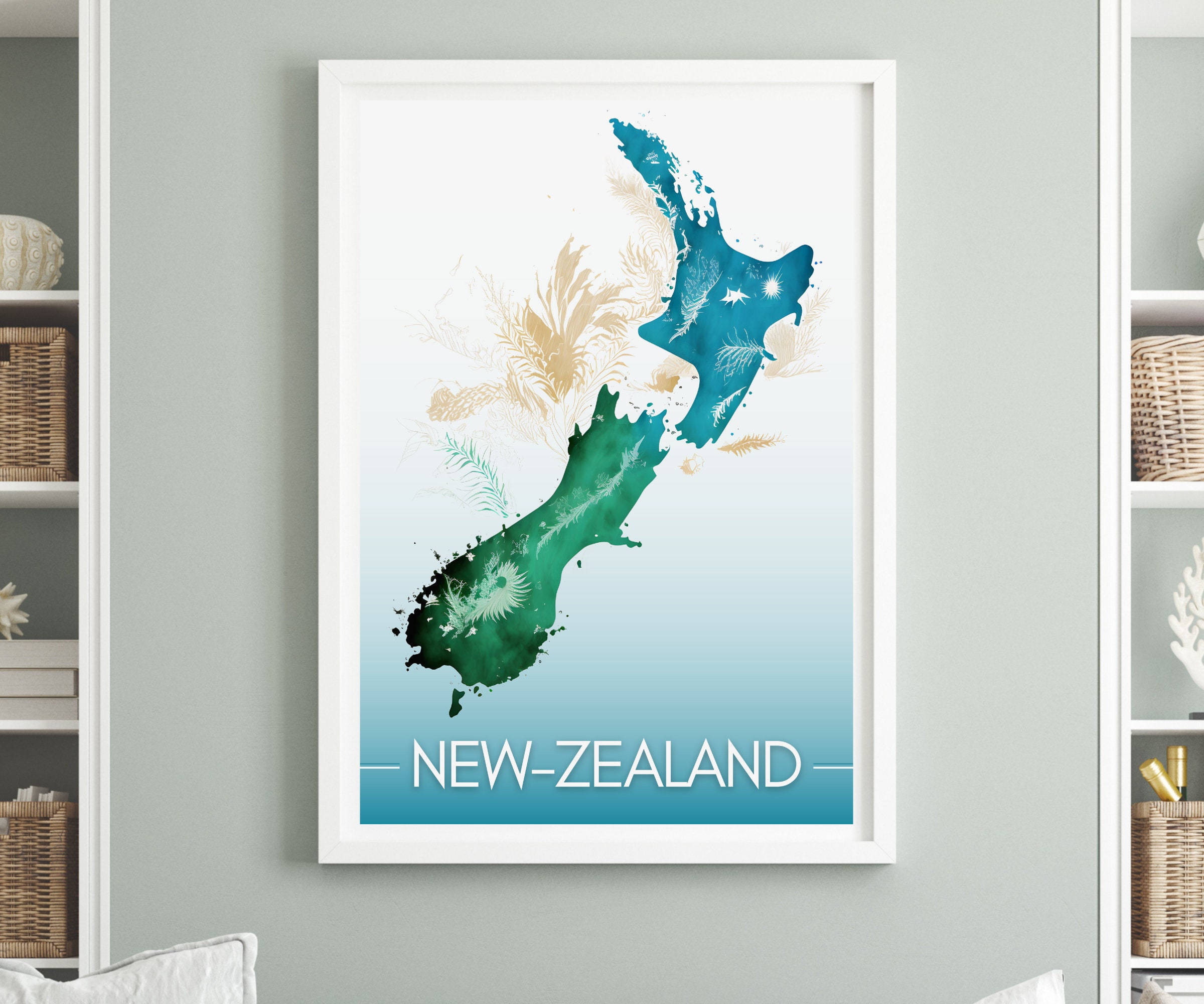 NEWZEALAND Art Map New Zealand Map Poster New Zealand Wall - Etsy