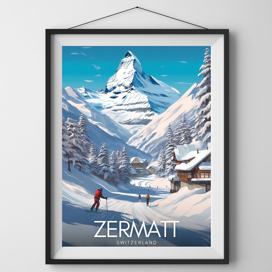 ZERMATT Poster Switzerland Art Print Ski Resort Zermatt - Etsy
