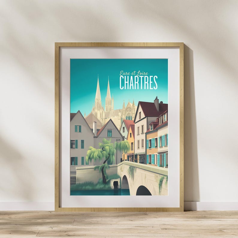 Chartres Poster France, Cathedral Wall Art, French Gothic Architecture ...