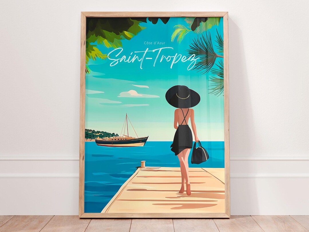 SAINT TROPEZ Poster France, St Tropez Print, French Riviera, Côte D'azur, Vintage Travel Poster ...