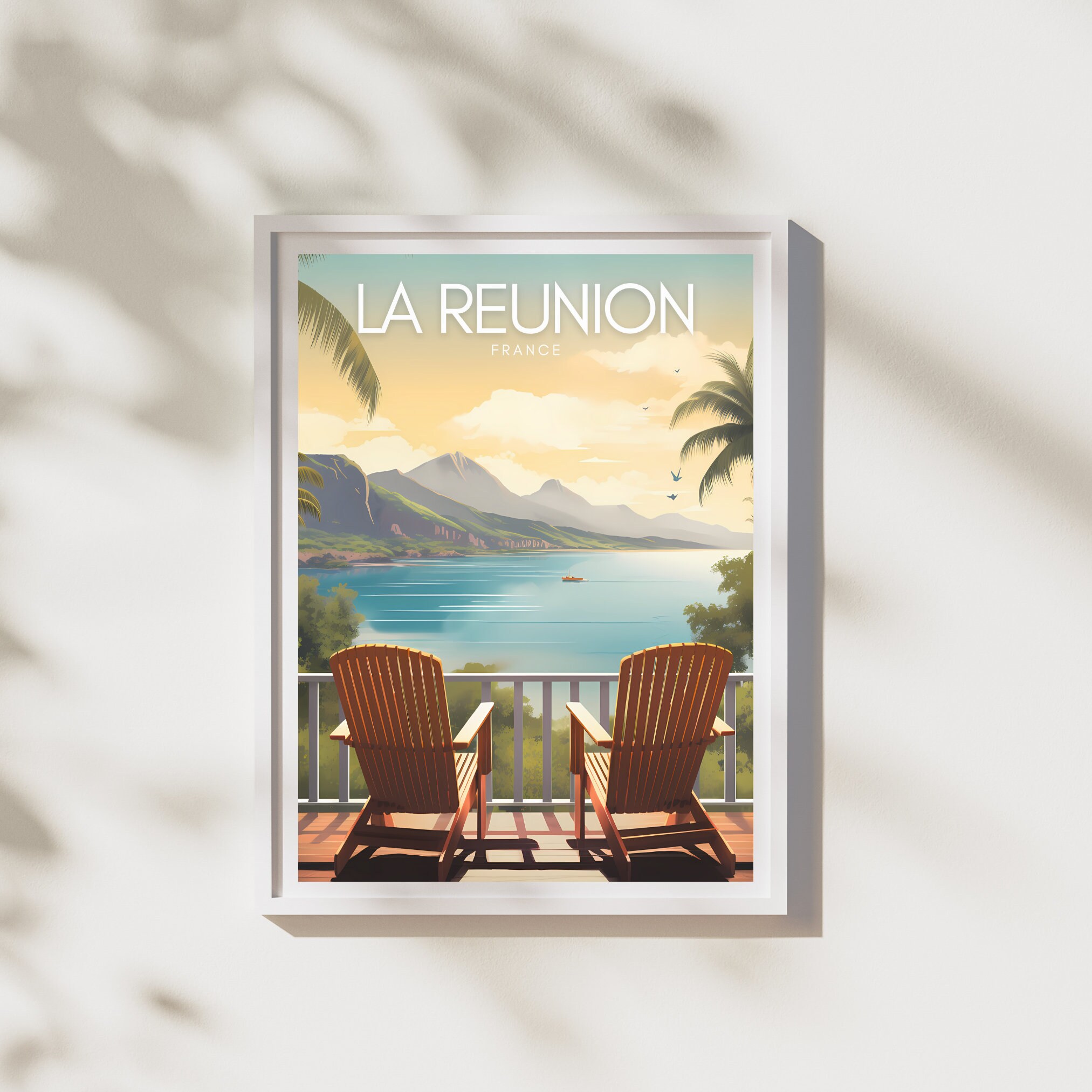 REUNION Island Print Travel Poster Ile De La Réunion Vintage City Wall ...
