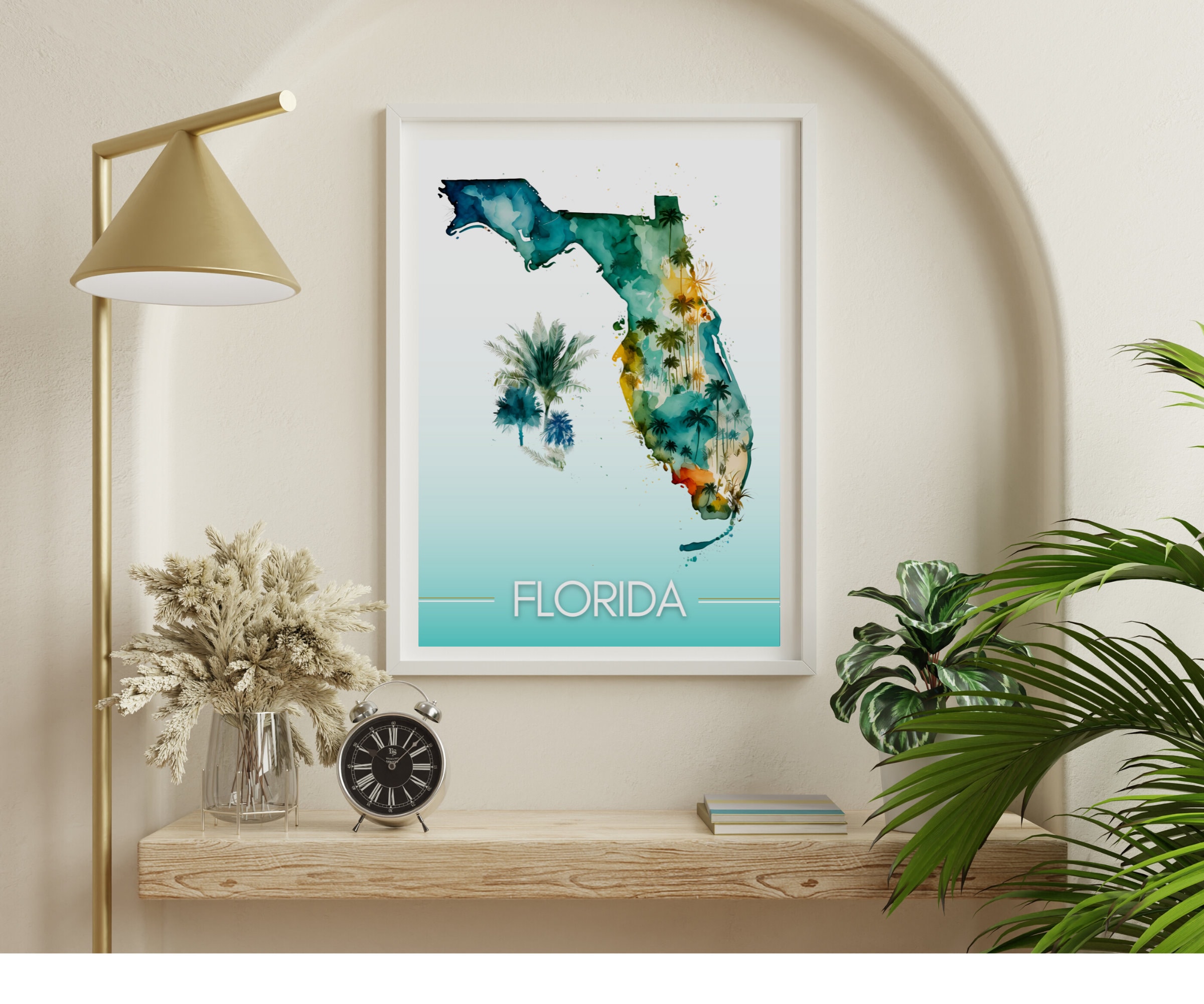 FLORIDA Art Map Florida Map Poster Florida Wall Map Florida Printable ...