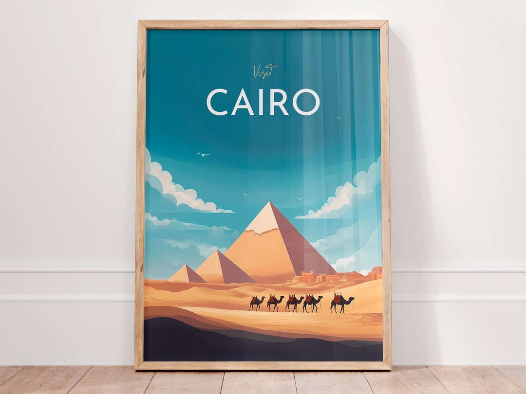 Cairo Egypt Travel Poster, Pyramids of Giza Minimalist Art, Ancient ...