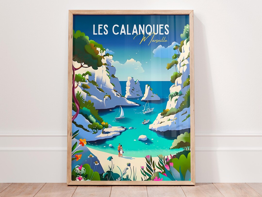 Vintage Calanques Poster, Marseille Travel Print, French Riviera Art ...