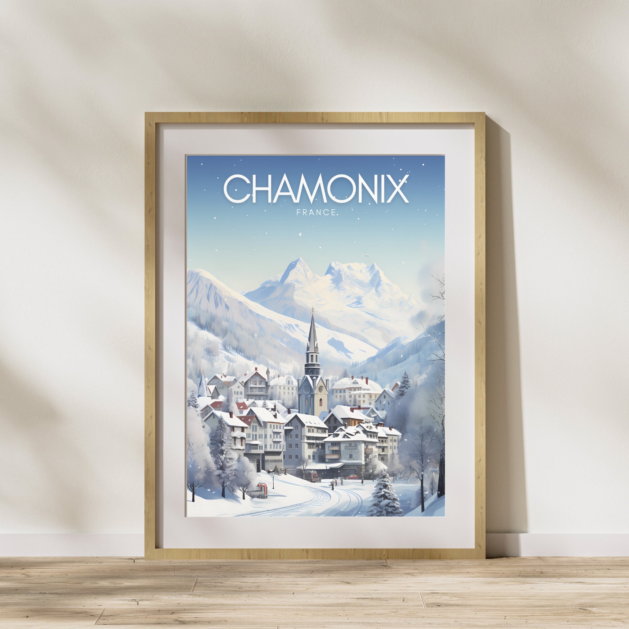 CHAMONIX Poster Mont-blanc Wall Art French Alps Travel Print Snowy ...
