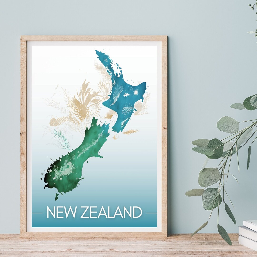 NEWZEALAND Art Map - New Zealand Map Poster - New Zealand Wall Map - NZ ...