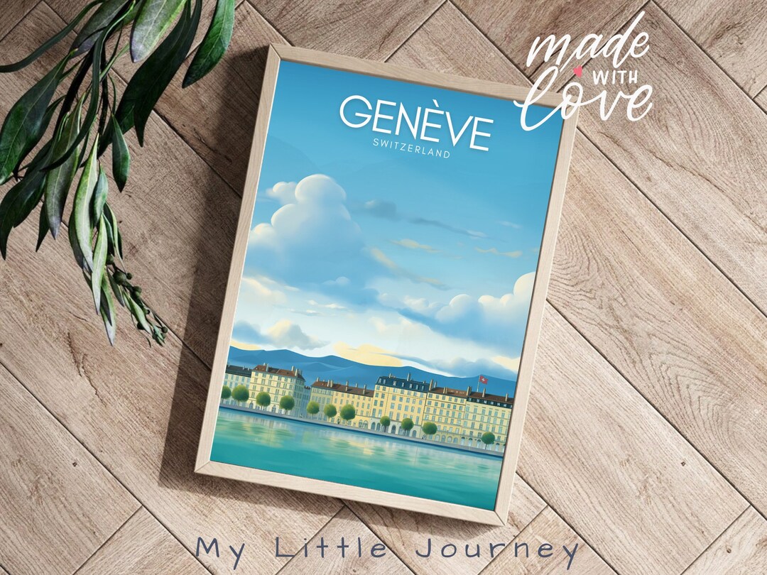 GENEVA Poster Switzerland Vintage Print Swiss Travel Poster Geneva Lake ...