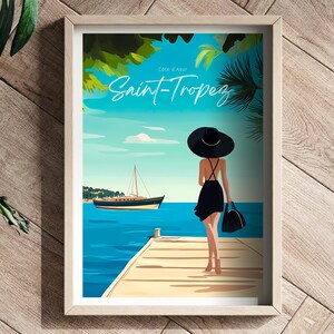 SAINT TROPEZ Poster France, St Tropez Print, French Riviera, Côte D'azur, Vintage Travel Poster ...