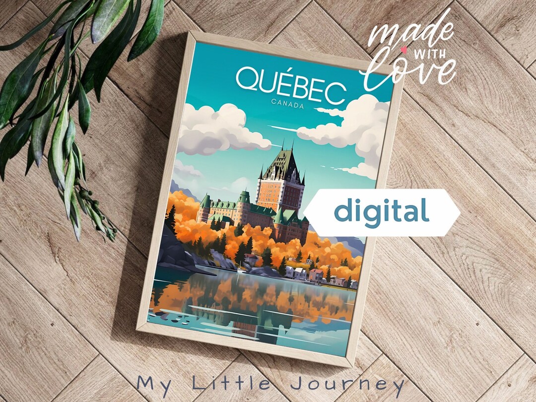 QUEBEC Print | Illustration Vintage Québec City Wall Art | Canada ...