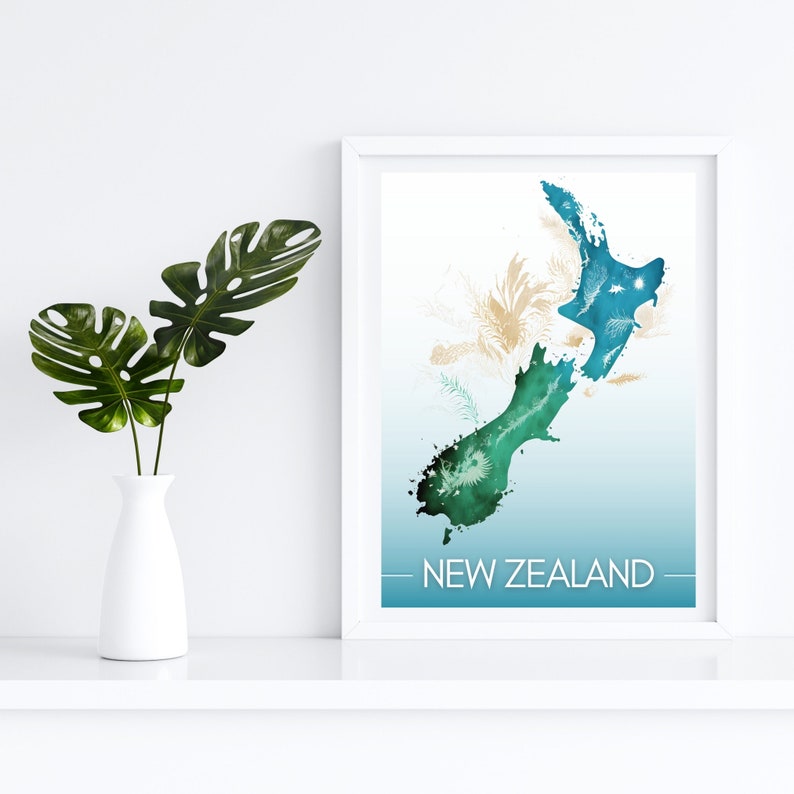 NEWZEALAND Art Map - New Zealand Map Poster - New Zealand Wall Map - NZ ...