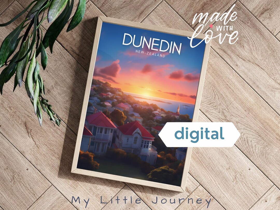 DUNEDIN Poster | New Zealand Wall Art Print | New Zealand Travel Print ...