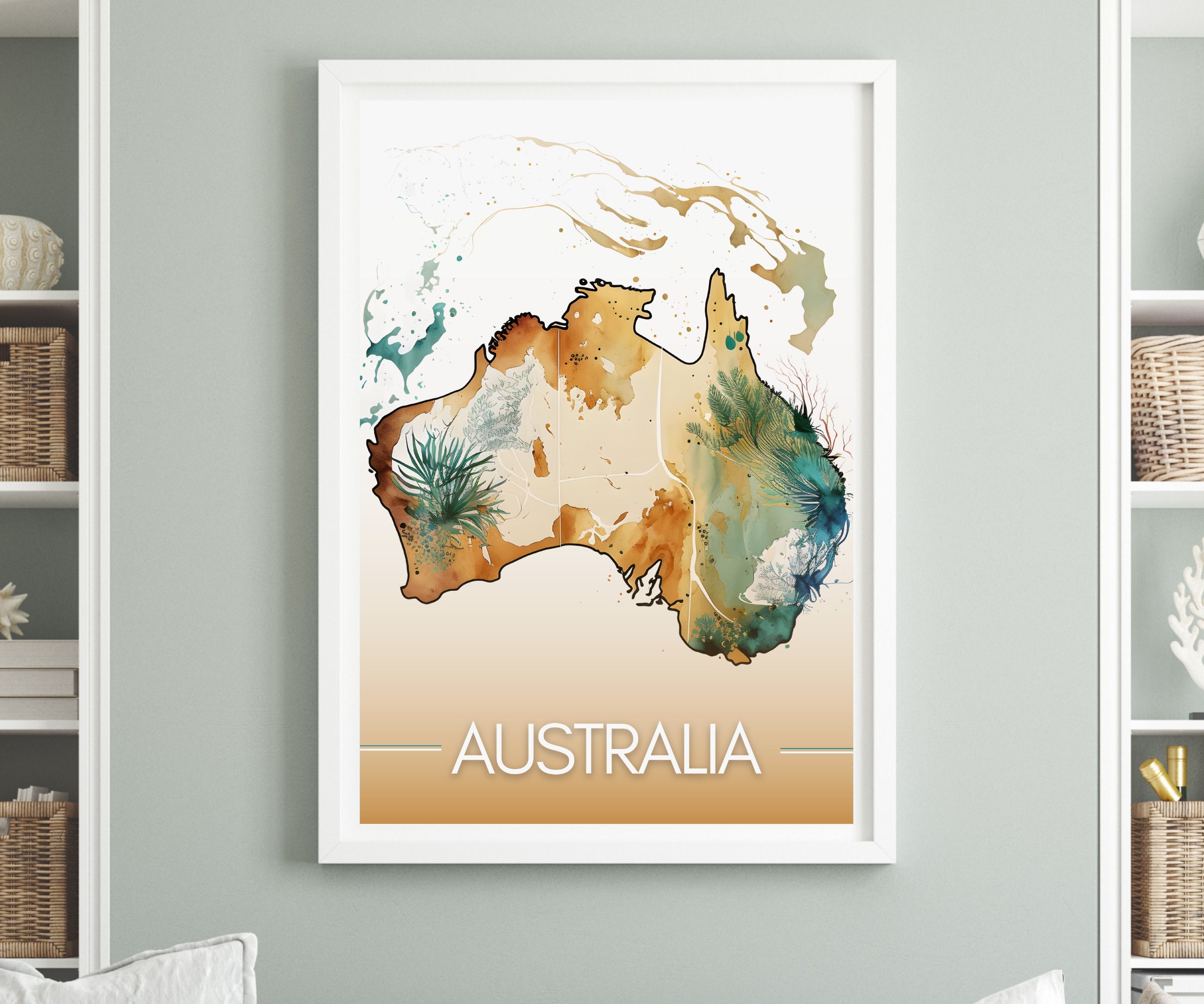 AUSTRALIA Art Map - Australia Map Poster - Australia Wall Map ...
