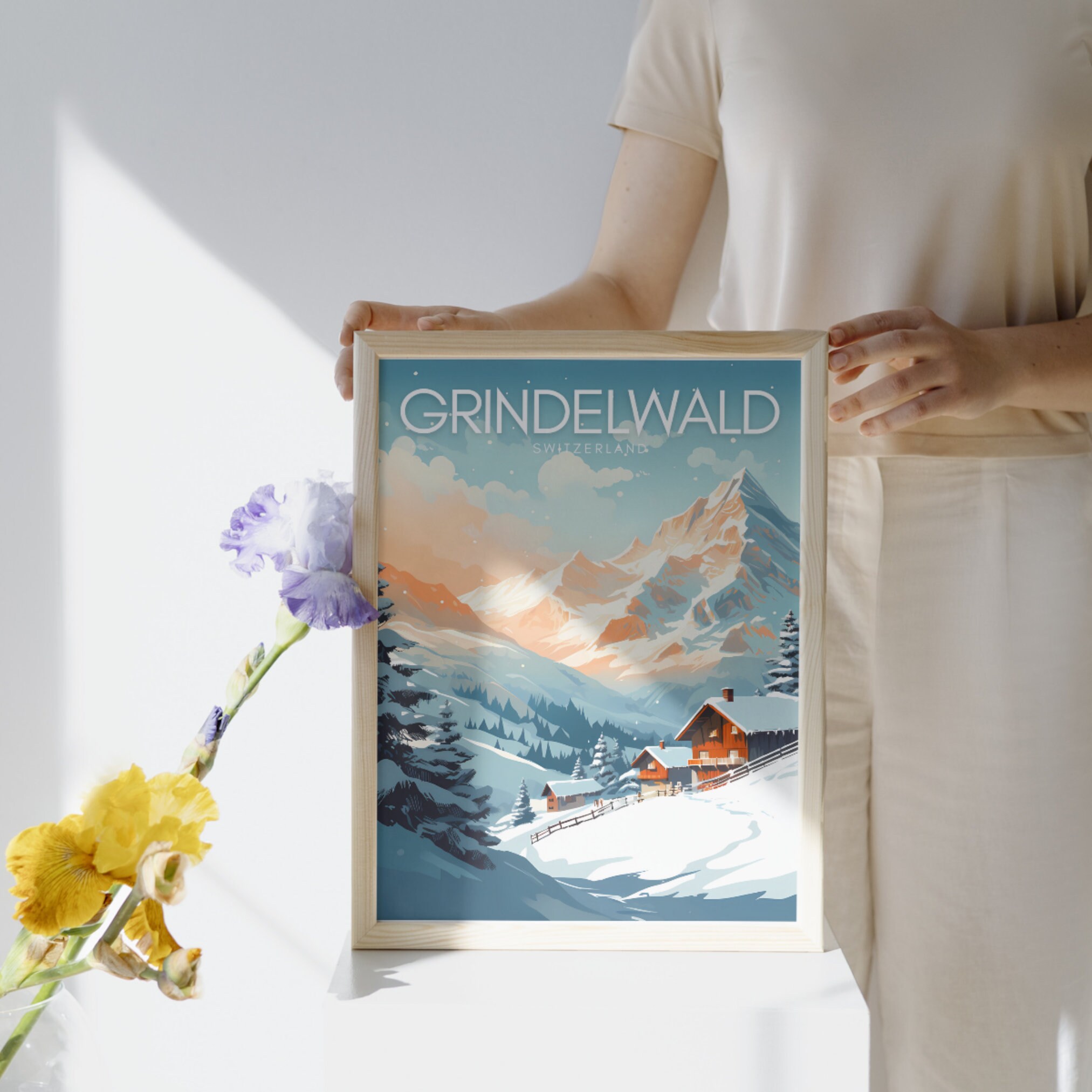GRINDELWALD Poster | Switzerland Art Print | Ski Resort Alpine Decor ...