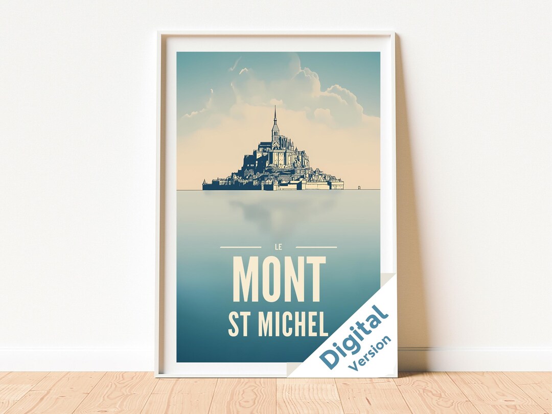 MONT SAINT MICHEL Poster, Normandy Travel Poster France, Coastal Wall ...