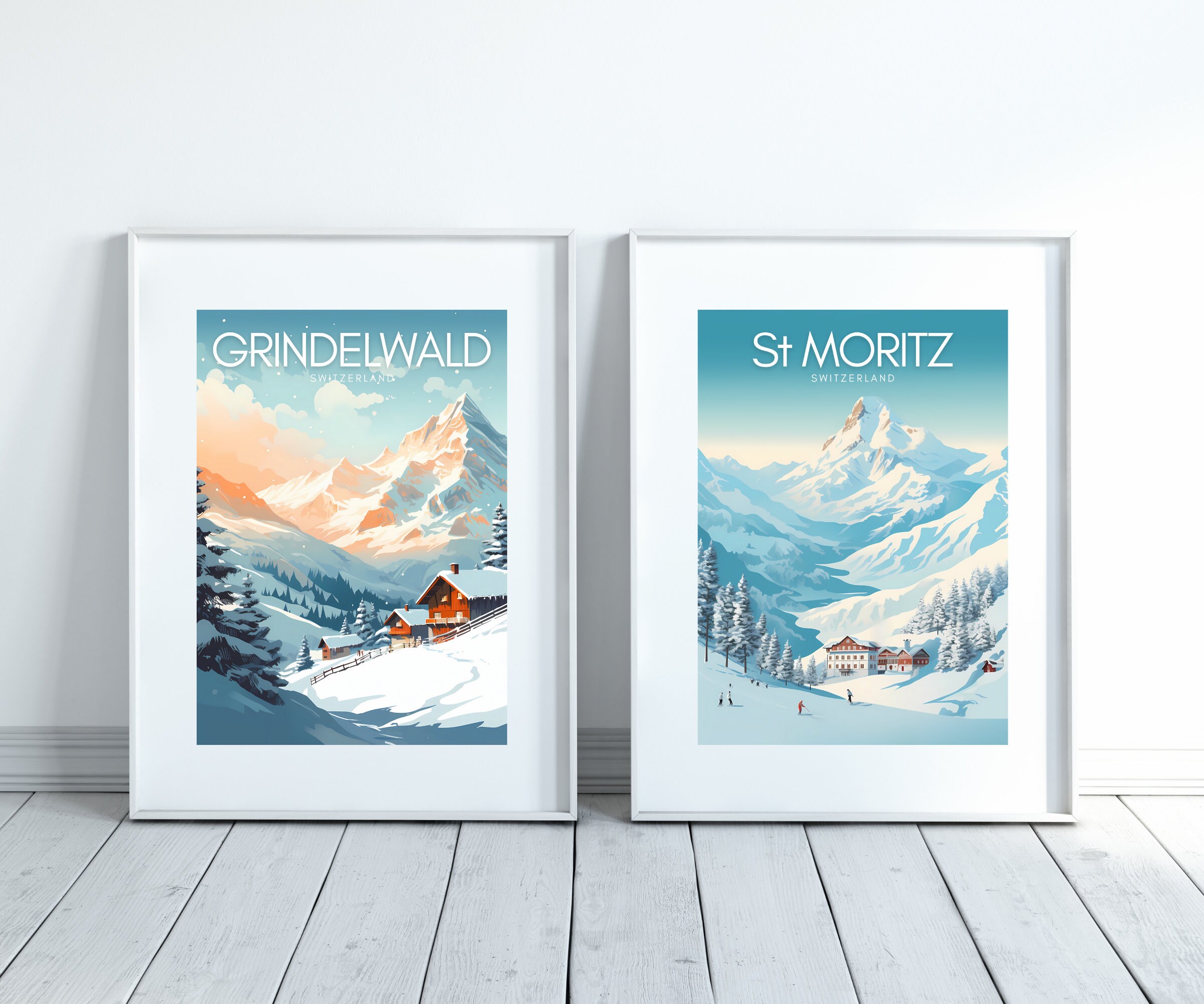 GRINDELWALD Poster | Switzerland Art Print | Ski Resort Alpine Decor ...