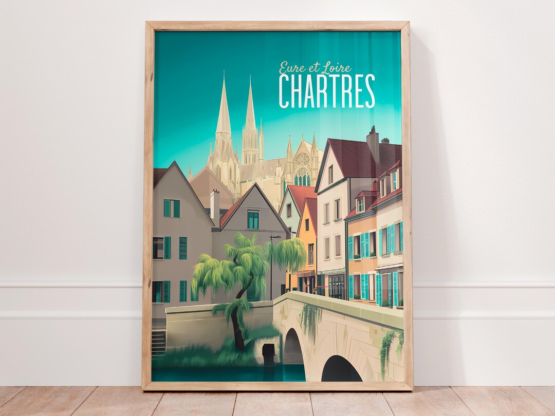 Chartres Poster France, Cathedral Wall Art, French Gothic Architecture ...