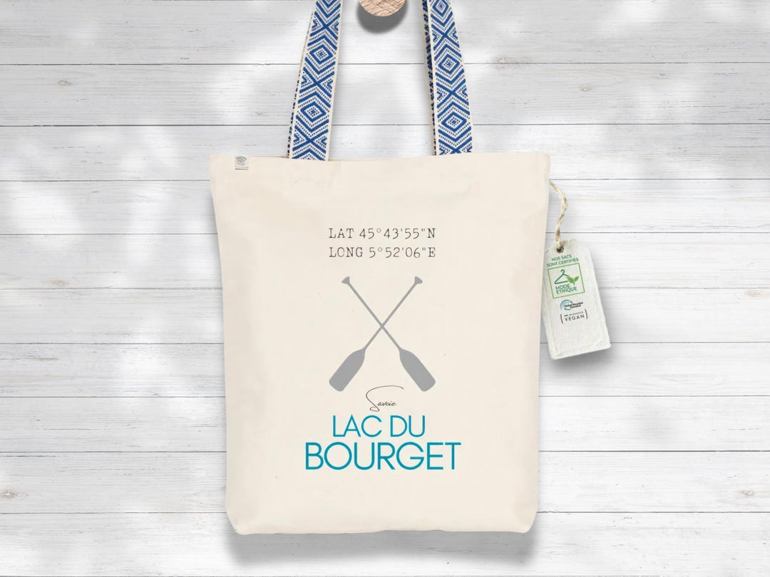 Canvas Tote Bag Lac Du Bourget, Pocket With Zipper, Beach Bag, Travel ...