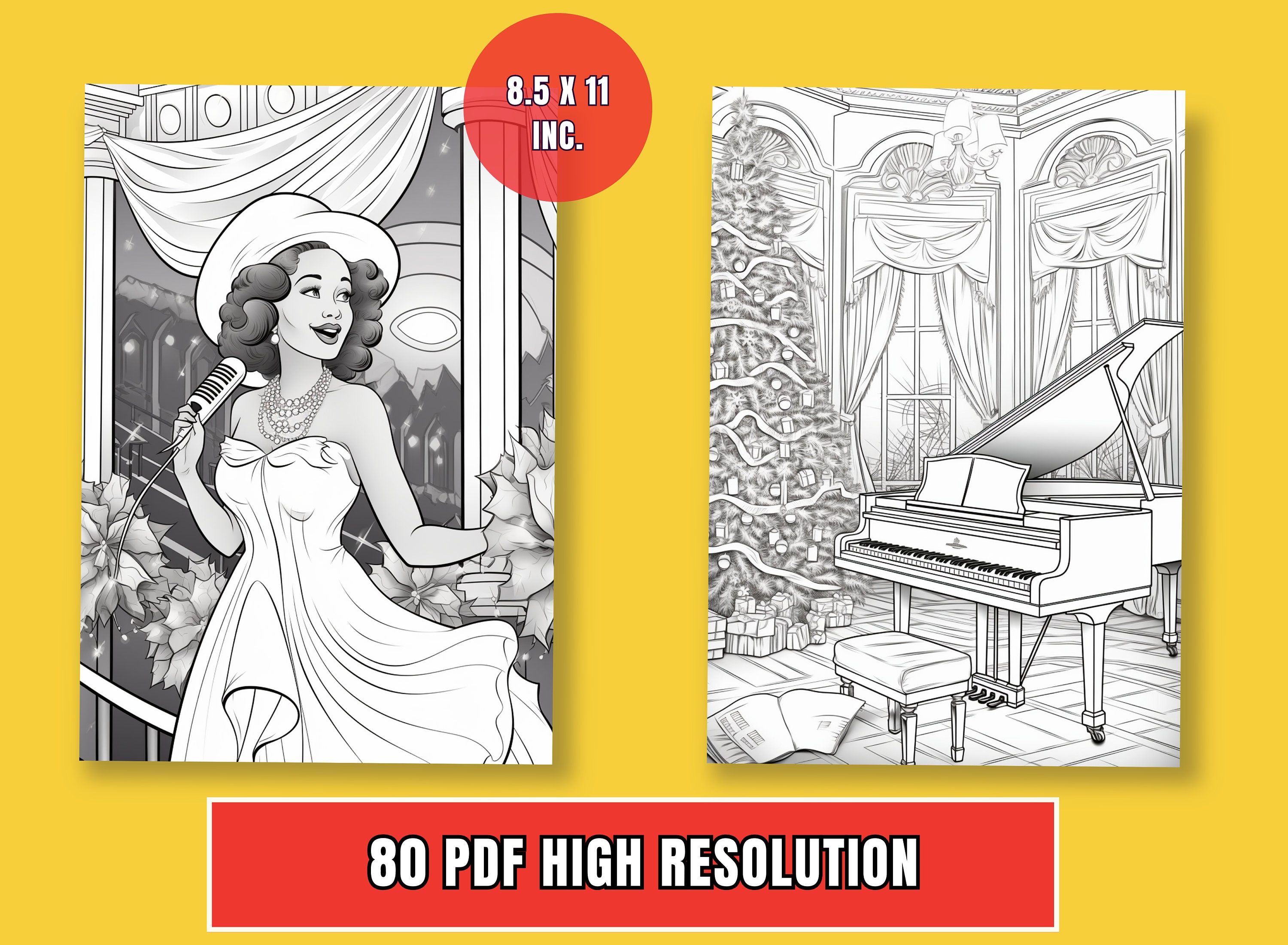 80 Christmas Jazz Music Coloring Book for Kids Christmas - Etsy