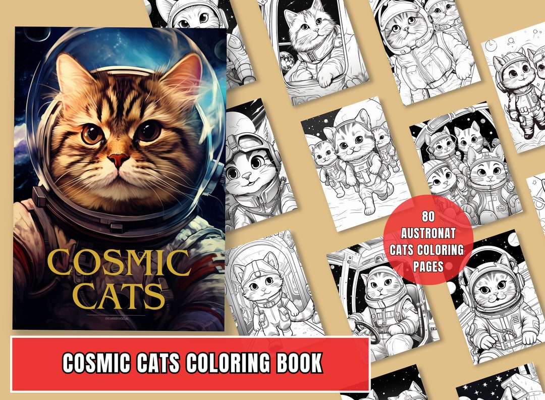 80 Kids' Cosmic Astronauts Cats Big Bundle Coloring Book, Entertainment ...